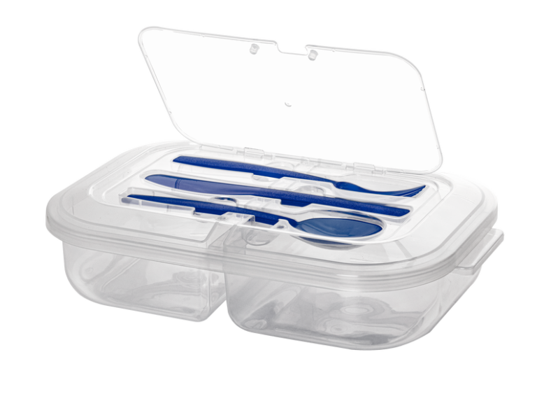 TAPER RECTANGULAR 2 DIVISIONES CON CUBIERTOS | plastipak.com.pe