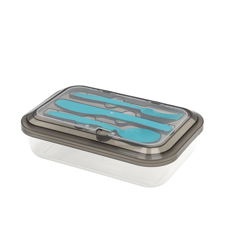 TAPER RECTANGULAR JUNIOR 1.0 L CON CUBIERTOS | plastipak.com.pe