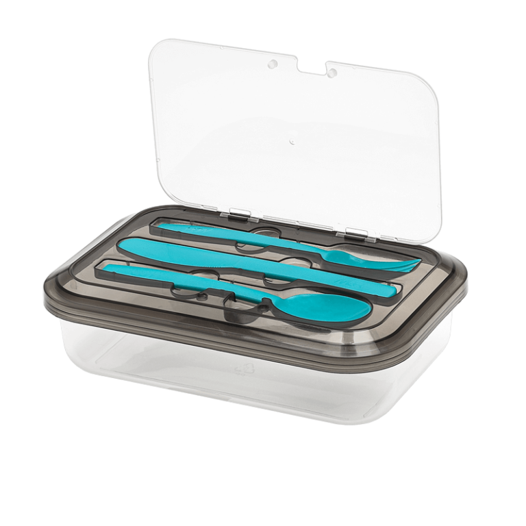 TAPER RECTANGULAR 2 DIVISIONES CON CUBIERTOS | plastipak.com.pe