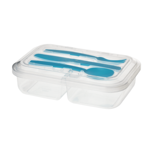 TAPER RECTANGULAR JUNIOR 2 DIVISIONES CON CUBIERTOS | plastipak.com.pe